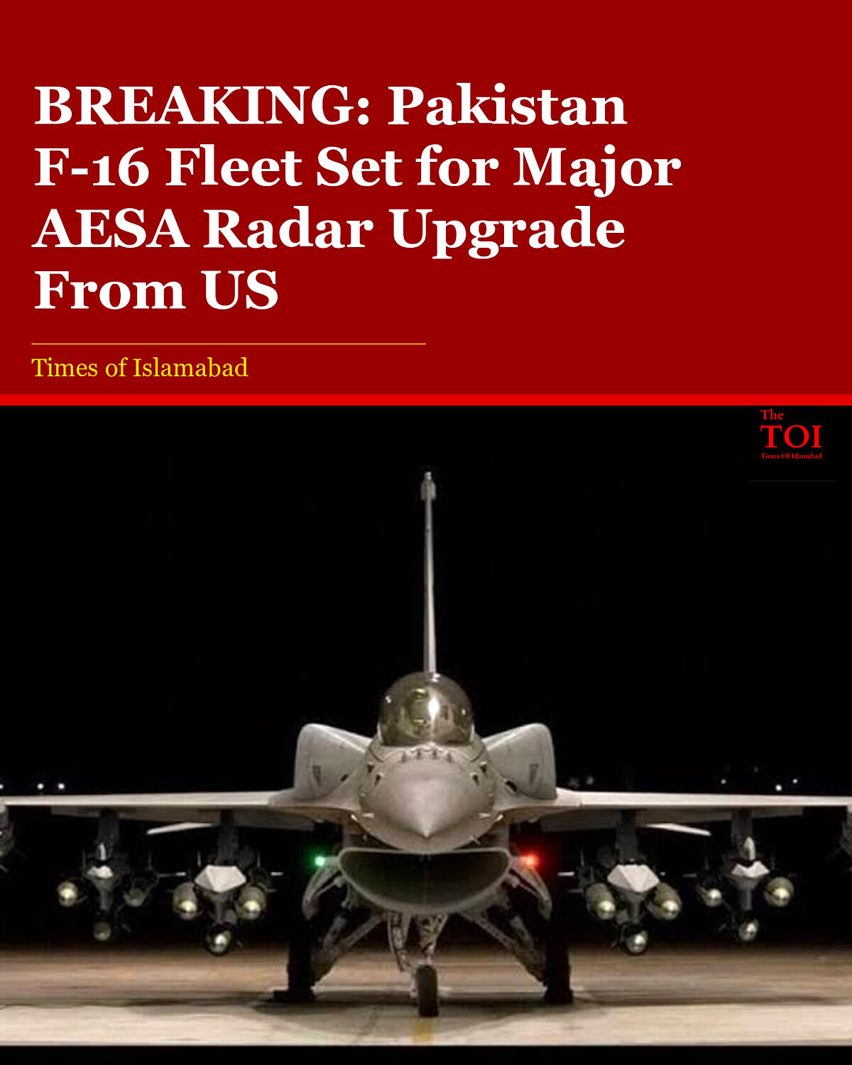 Pakistan F-16 Fleet Set for Major Radar Boost