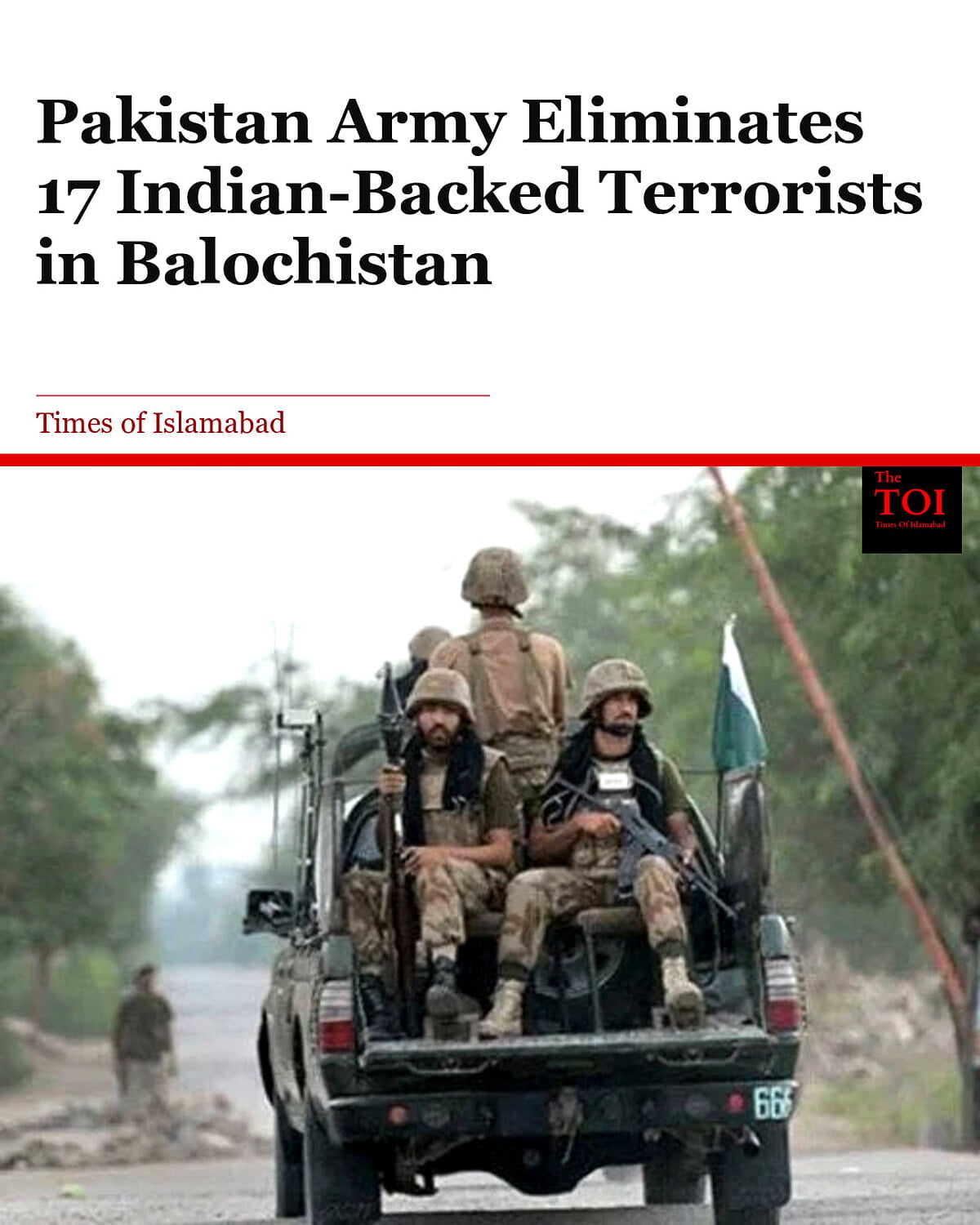 Pakistan Forces Kill 17 Indian-Backed Militants in Balochistan ...