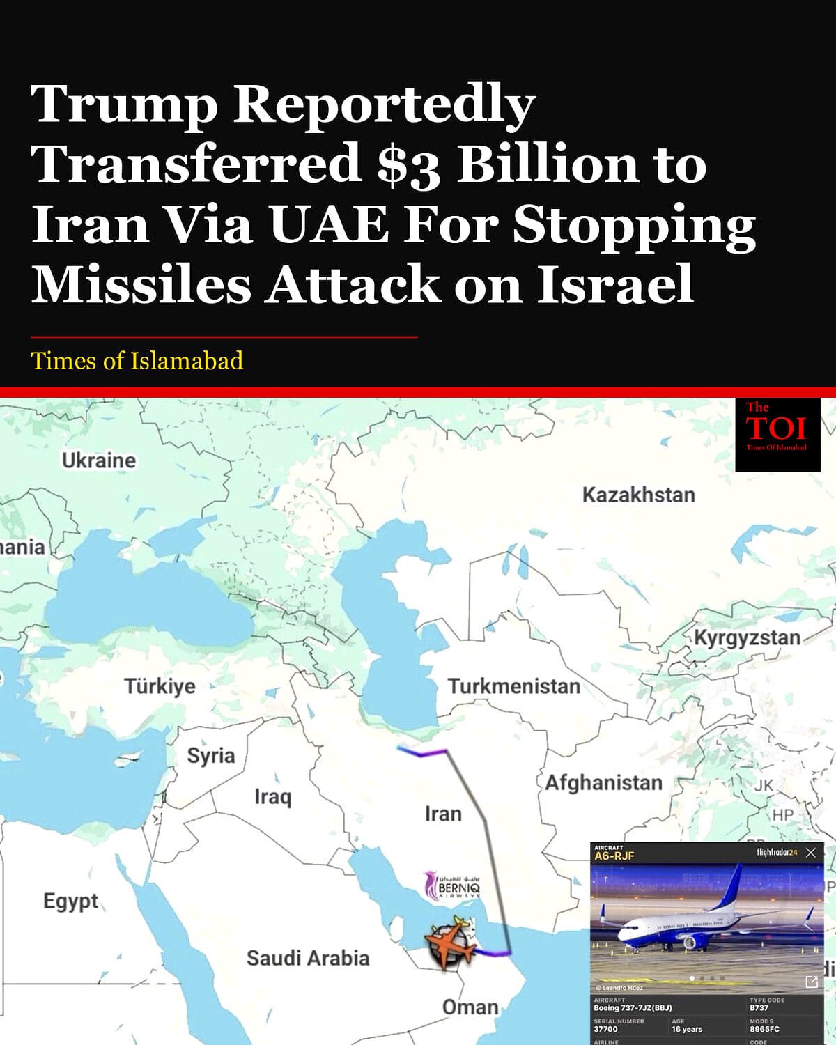 Report Claims $3 Billion Transfer from UAE to Iran on Royal Jet To Stop ...